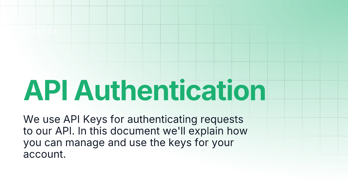 API Authentication | Gaffa