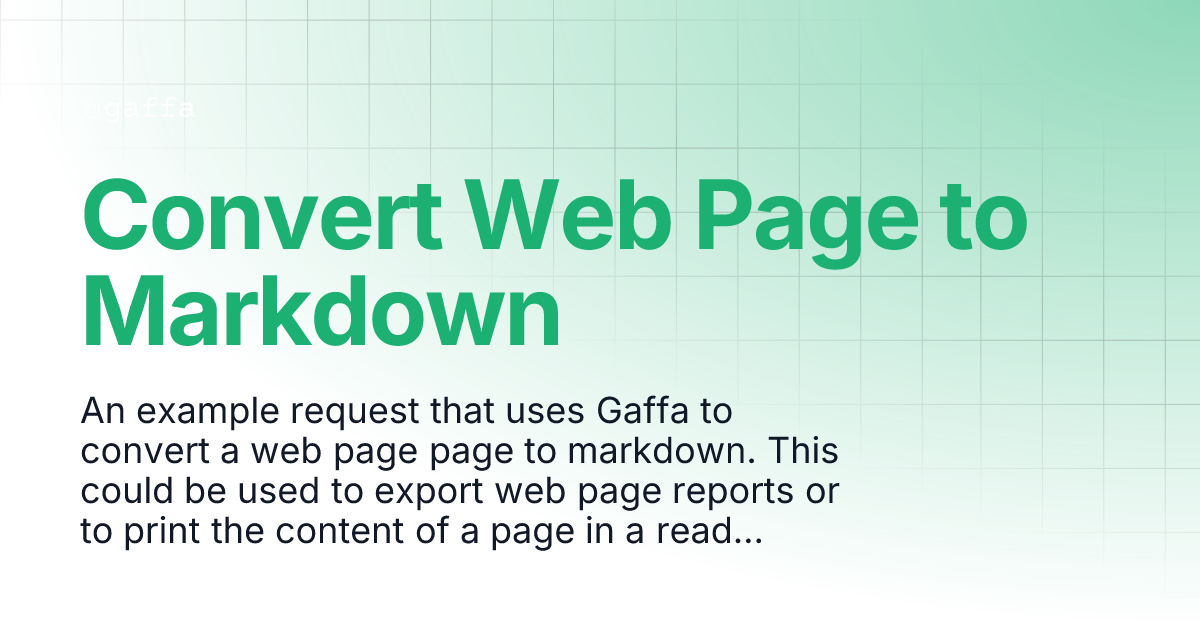Convert Web Page to Markdown | Gaffa